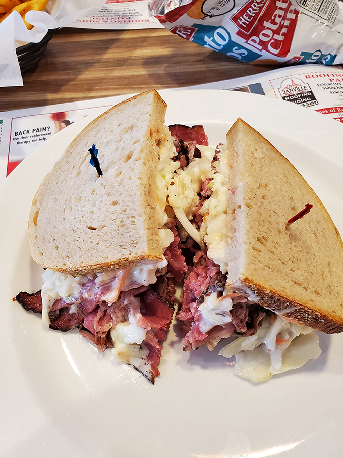 This isn't just a sandwich &ndash; it's a skyscraper of perfectly stacked corned beef, coleslaw and Russian dressing that requires both hands and a strategy.