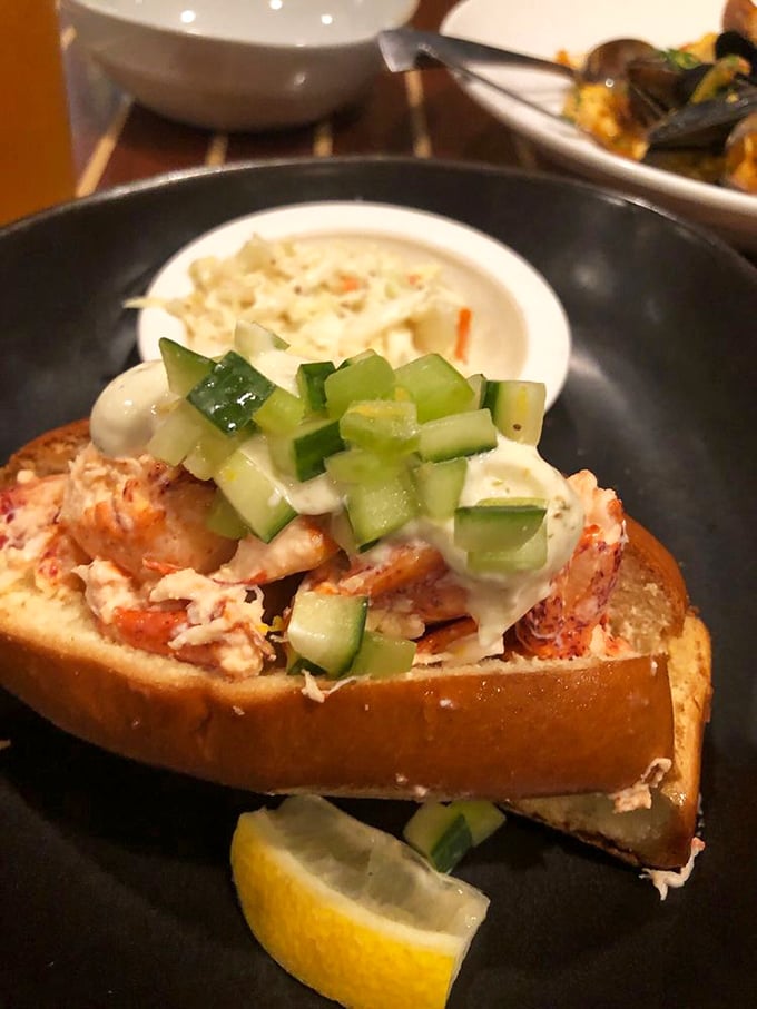 Not just a lobster roll, but a work of art. The cucumber garnish adds a fresh crunch that cuts through the richness&mdash;like nature's palate cleanser.