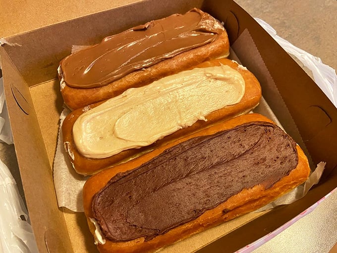 Long Johns that could make a donut shop weep with inadequacy. These cream-filled wonders aren't just pastries&mdash;they're the reason elastic waistbands were invented.