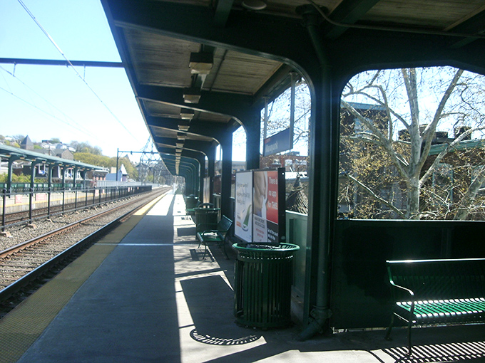 Manayunk Station offers a quiet moment of transit contemplation. The platform's vintage design whispers stories of commuters past while serving today's Philadelphia-bound travelers.