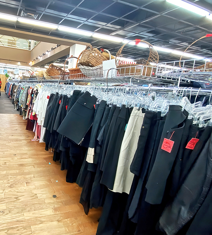 The business attire section: where your next power suit awaits at a fraction of department store prices. Boardroom style without breaking the bank!