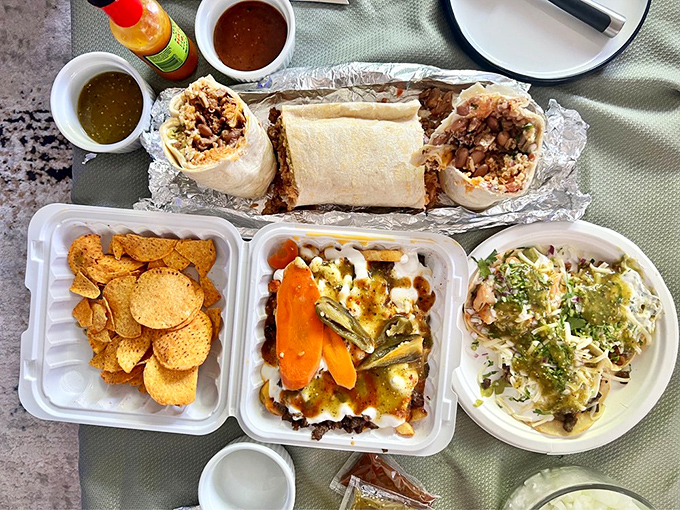 A Mexican feast spread that proves food trucks can deliver restaurant-quality meals in convenient takeout containers