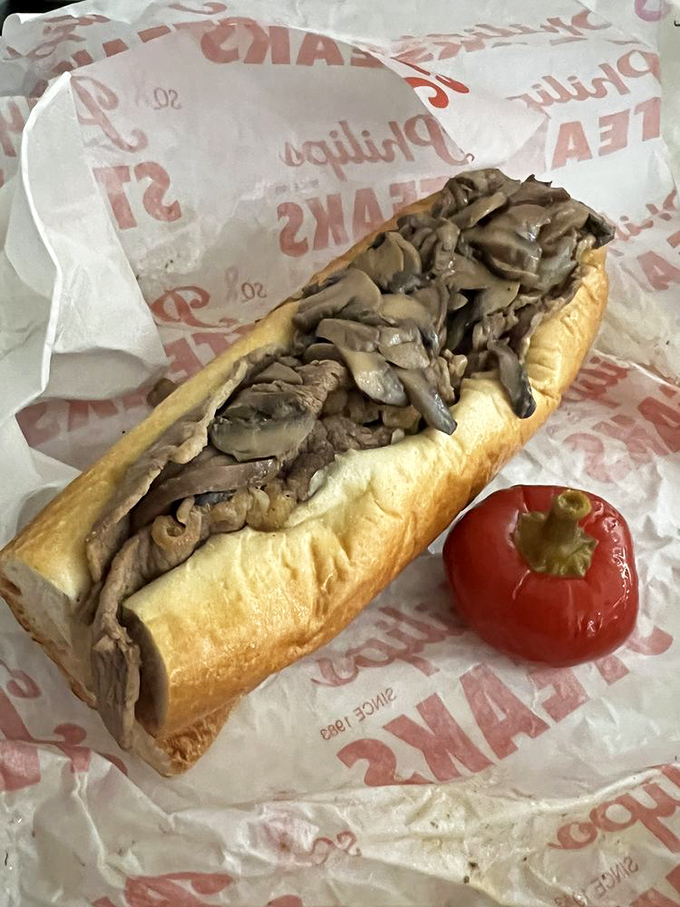 Behold the mushroom cheesesteak in its natural habitat&mdash;a perfect marriage of earthy fungi and savory beef on that legendary Philly roll.
