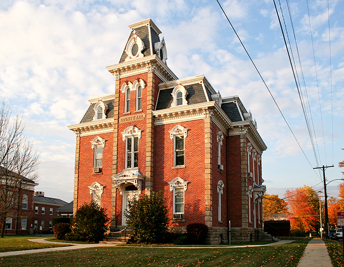 This magnificent Second Empire-style building once served as the county jail but now stands as an architectural reminder of Mount Gilead's rich historical tapestry.