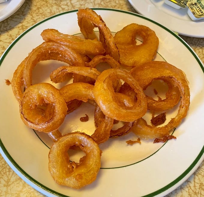 Golden halos of happiness! These onion rings achieve that perfect crunch-to-softness ratio that makes you forget vegetables are supposed to be healthy.