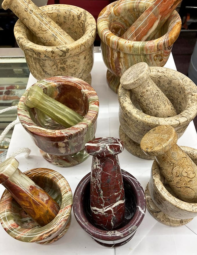 Nature's pharmacy meets artistic function. These stone mortar and pestle sets transform the mundane act of grinding herbs into something almost ceremonial.