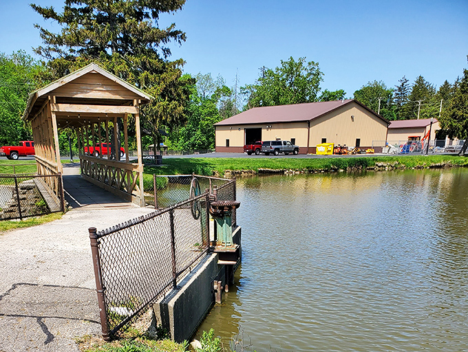 This rustic shelter house overlooks a serene pond, offering the kind of simple pleasure spot where morning coffee tastes better and conversations linger longer.