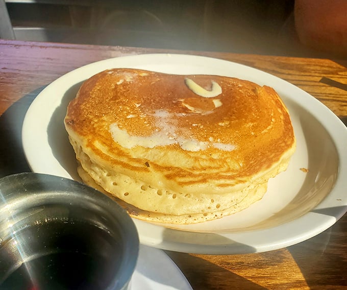 Golden, fluffy, and thick enough to absorb syrup without surrendering its structure. Pancake perfection isn't complicated, just rare.