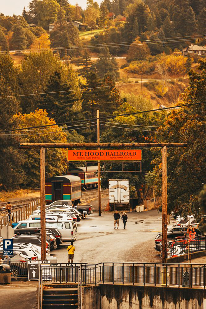 Autumn transforms the railroad entrance into a golden gateway, where fallen leaves create nature's red carpet leading adventurers to their next memorable journey.