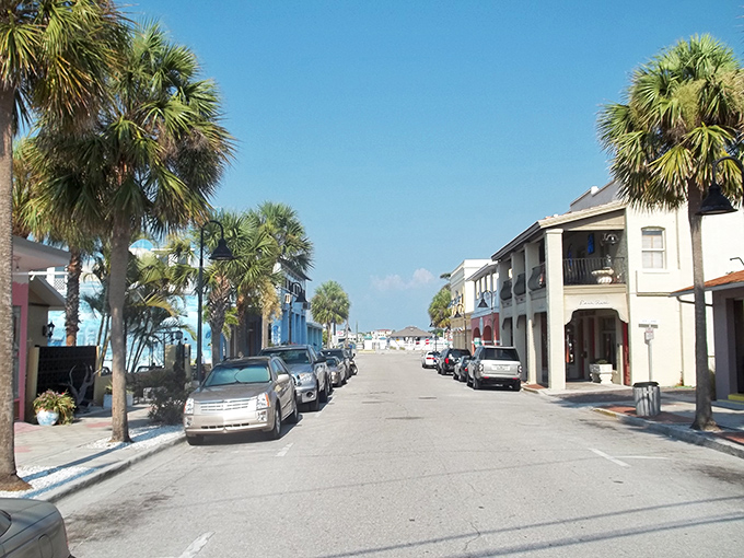 Main Street, Florida-style. The historic district's colorful buildings and palm-lined streets feel like a movie set, but it's gloriously real.
