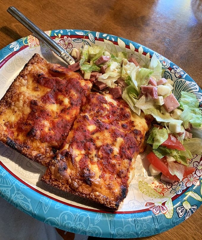 That perfect marriage of crispy-edged Detroit pizza and a fresh antipasto salad. The yin and yang of Italian-American dining.