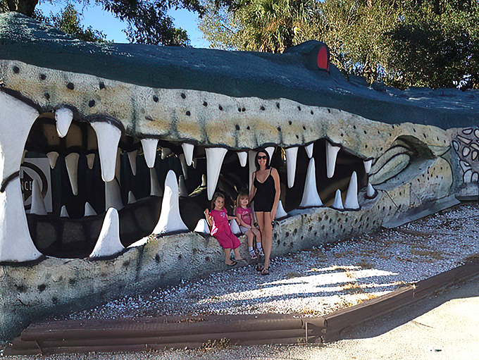 Family memories are made between giant concrete teeth. Nothing says "Florida vacation" quite like posing in a reptile's mouth!