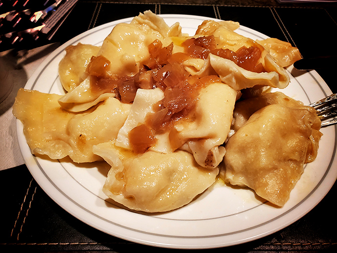 These pierogi aren't just dumplings; they're buttery pockets of joy topped with caramelized onions that would make your grandmother weep with pride.