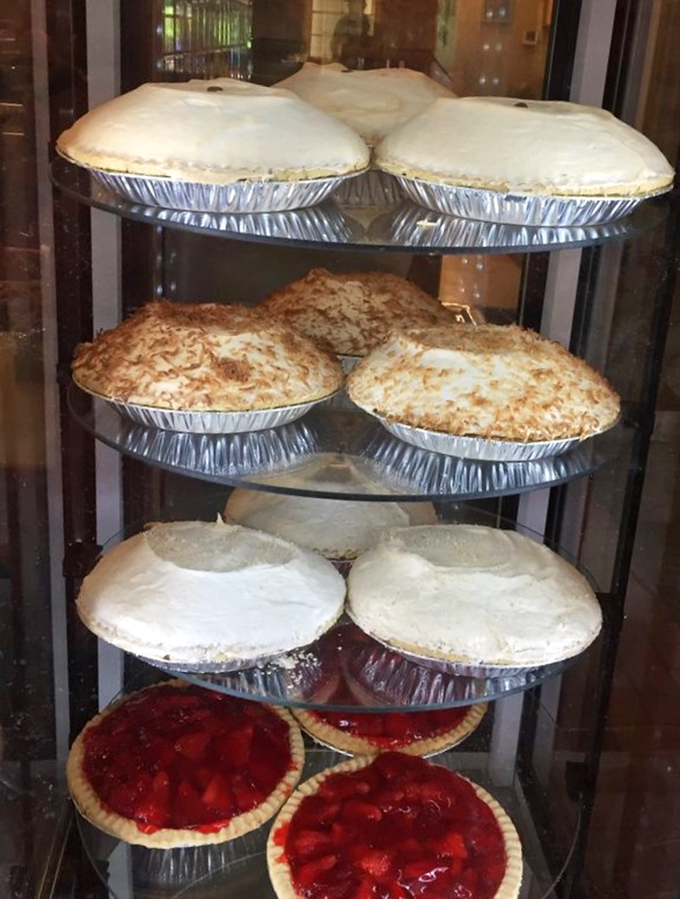 Behold the pie display that could make a grown person weep with joy &ndash; resistance is futile and unnecessary.