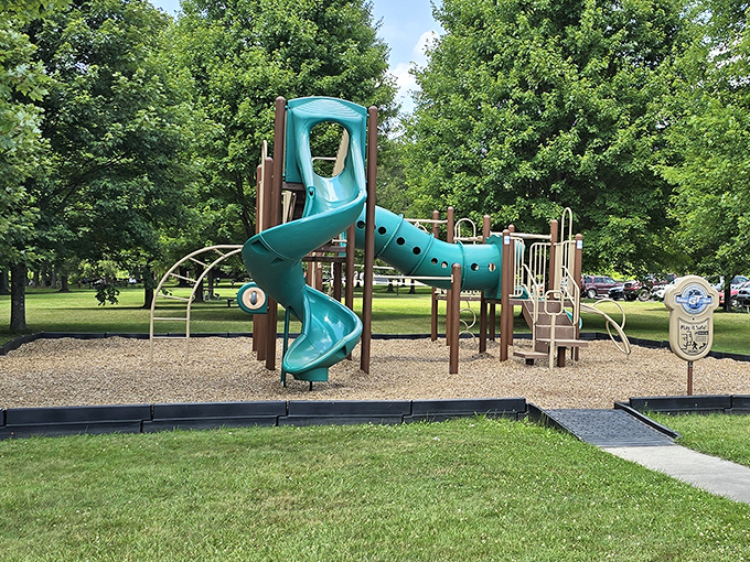 Playground equipment that won't send your phone notifications. The perfect spot for kids to experience the original version of "screen time" &ndash; watching actual butterflies.