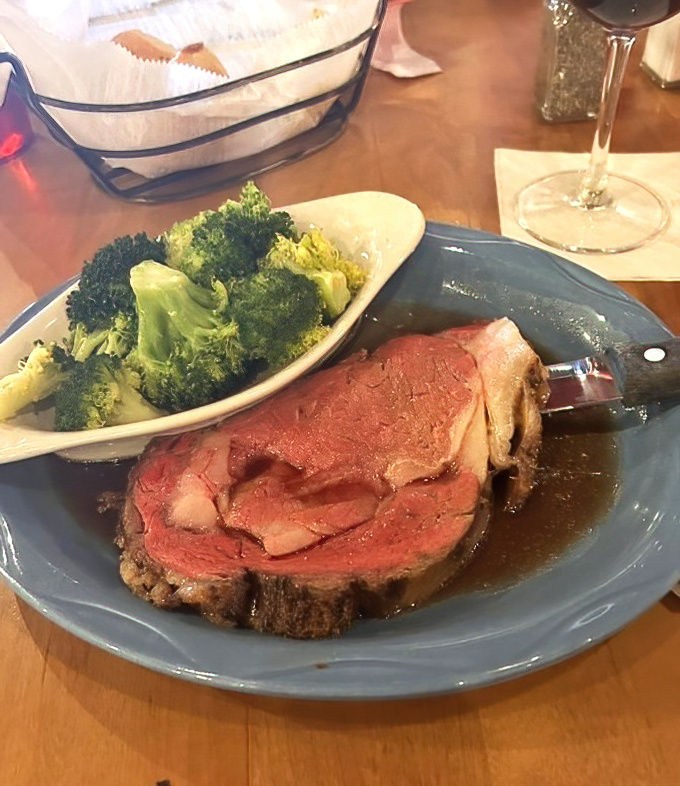 Prime rib so perfectly pink it could make a vegetarian question their life choices. That au jus isn't a sauce&mdash;it's a flavor swimming pool.