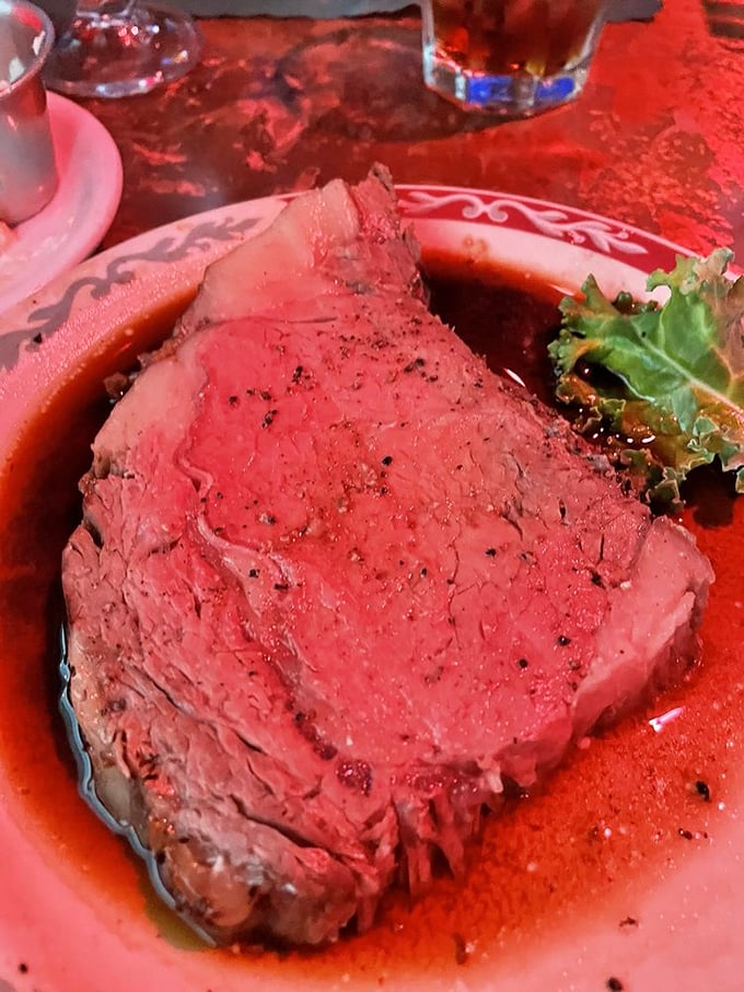 Prime rib so perfectly medium-rare it makes vegetarians question their life choices. The au jus? Liquid gold worth bottling.