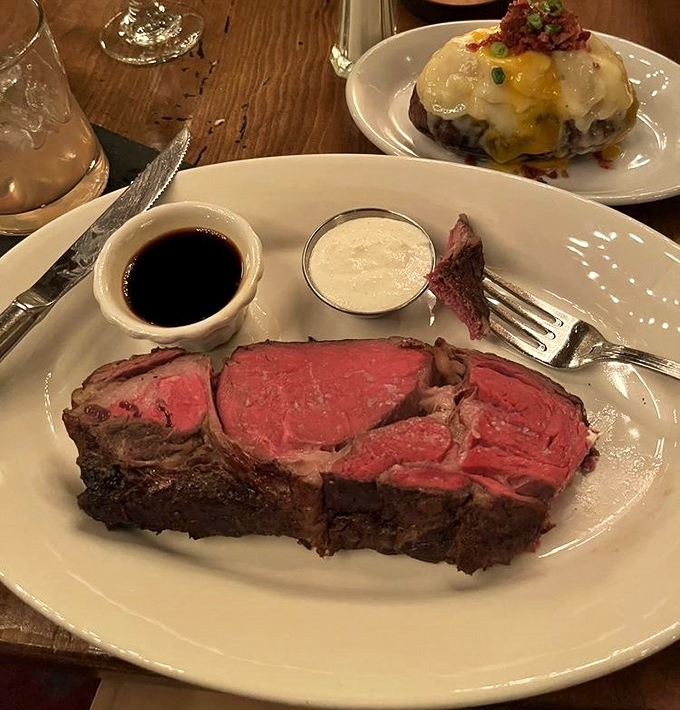Prime rib so perfectly cooked it makes you wonder if the chef has some sort of meat telepathy. The pink center practically winks at you.