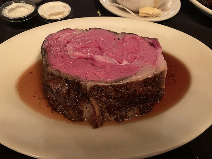 The star of the show: a perfectly pink prime rib bathing in its own magnificent juices, waiting to fulfill its delicious destiny.