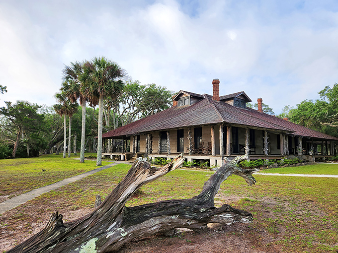History wrapped in Spanish moss. Princess Place Preserve's hunting lodge stands as a time capsule of Old Florida elegance, surrounded by ancient oaks and whispers of the past.