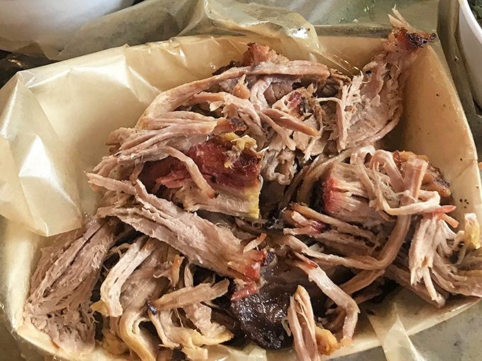 Pulled pork perfection&mdash;tender strands of smoky goodness with that coveted mix of bark and meat. This is what barbecue dreams are made of.