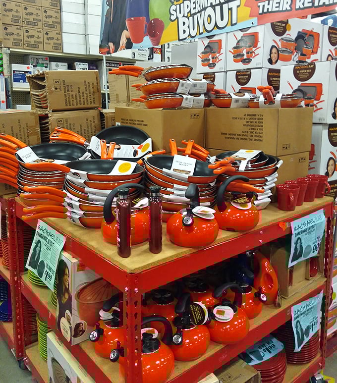 A fiery collection of orange cookware that would make Rachel Ray jump with joy. Kitchen dreams come true in the most unexpected places.