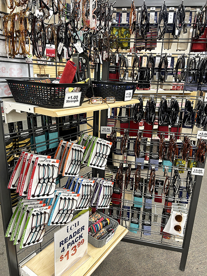 Reading glasses paradise! Because nothing says "I've reached wisdom age" like having a different pair for every room in the house.