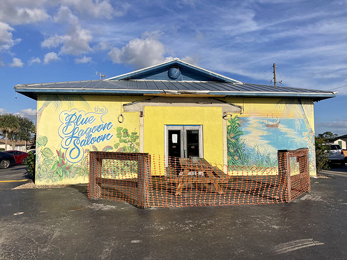 The Blue Lagoon Saloon's vibrant murals promise tropical vibes and local flavor &ndash; where Jimmy Buffett would feel right at home.