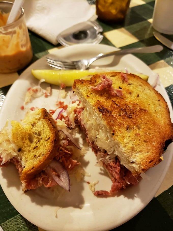 This Reuben isn't just a sandwich, it's architecture&mdash;a perfect balance of corned beef, sauerkraut, and Swiss that would make any New Yorker weep with joy.