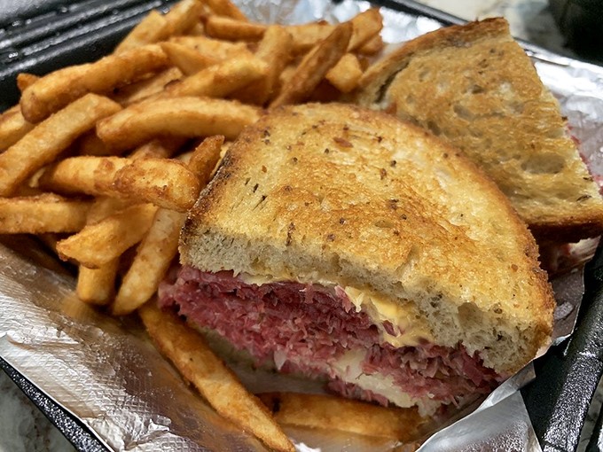 Behold the star of the show&mdash;a Reuben sandwich so perfectly constructed it deserves its own architectural award.