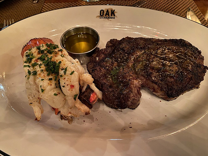 Surf meets turf in perfect harmony&mdash;a ribeye with a crust that could make a baker jealous alongside crab that practically begs for its close-up.
