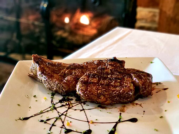This isn't just a steak; it's a masterpiece with grill marks. The kind of ribeye that makes vegetarians question their life choices.