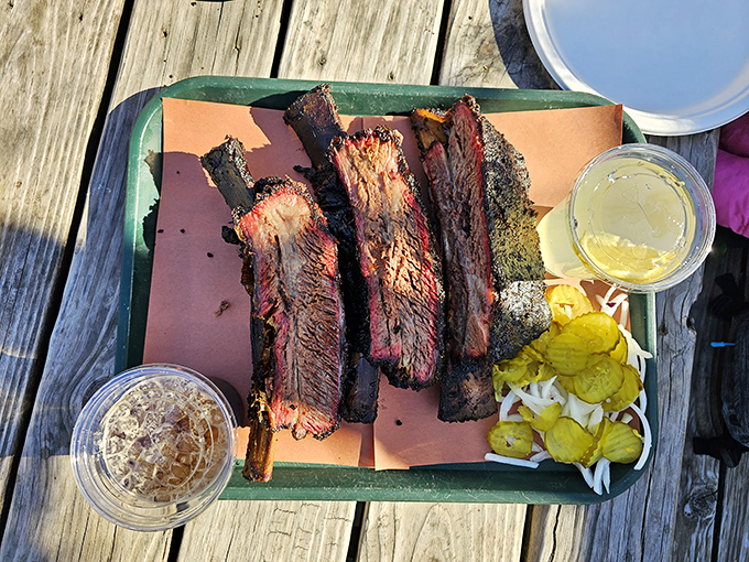 These ribs don't just fall off the bone&mdash;they practically leap into your mouth, trailing a perfect balance of smoke, spice, and Texas tradition.