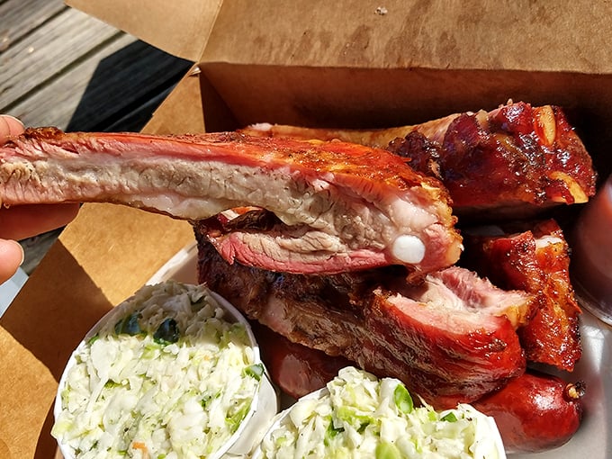 These ribs don't just fall off the bone &ndash; they practically leap into your mouth with that perfect pink smoke ring that barbecue dreams are made of.