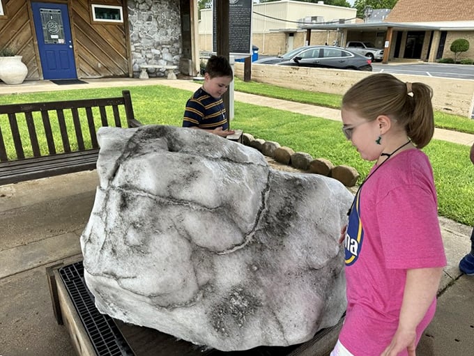 Is it edible? is the most common question about this outdoor salt block exhibit, where curious visitors can't resist a taste test.