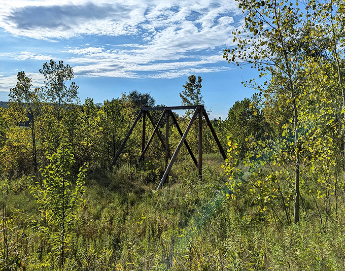 Scarr Forest Trail - This old railroad bridge now connects hikers to peaceful wilderness instead of freight cars to distant cities.
