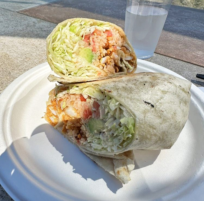 Not just a pretty face&mdash;this burrito means business, stuffed with seafood treasures and wrapped like a California sunset in a tortilla.