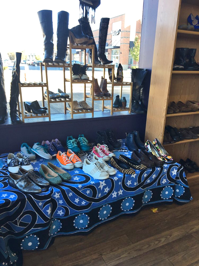 From sneakers to stilettos, this floor display proves that Cinderella wasn't the only one with shoe options.