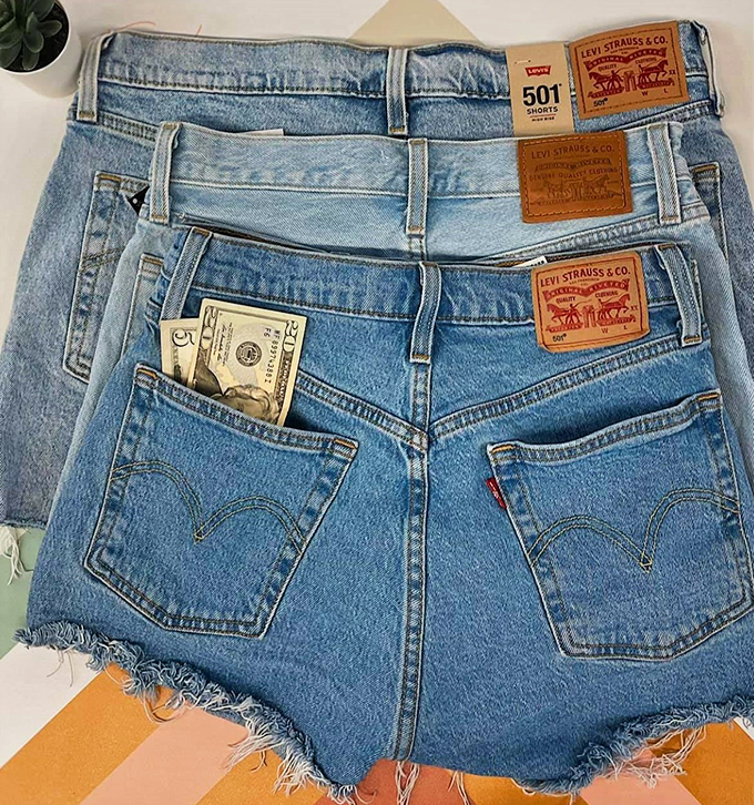 Levi's with a twenty tucked in the pocket? Talk about getting more than you bargained for! Quality denim at prices that'll make you smile.