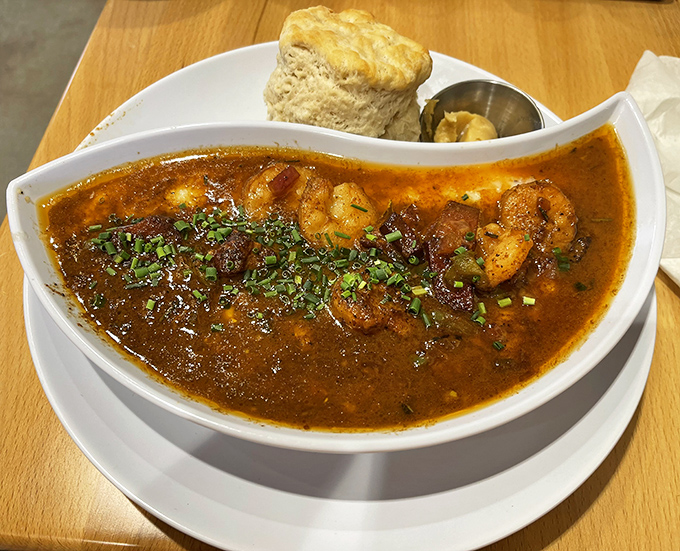 Not your grandmother's shrimp and grits&mdash;unless your grandmother was a culinary genius with a flair for Cajun spices and perfect seafood.