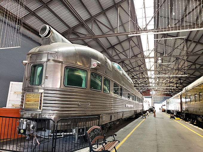 The streamlined Silver Horizon passenger car recalls days when traveling was an elegant affair, not just a cramped race to your destination.