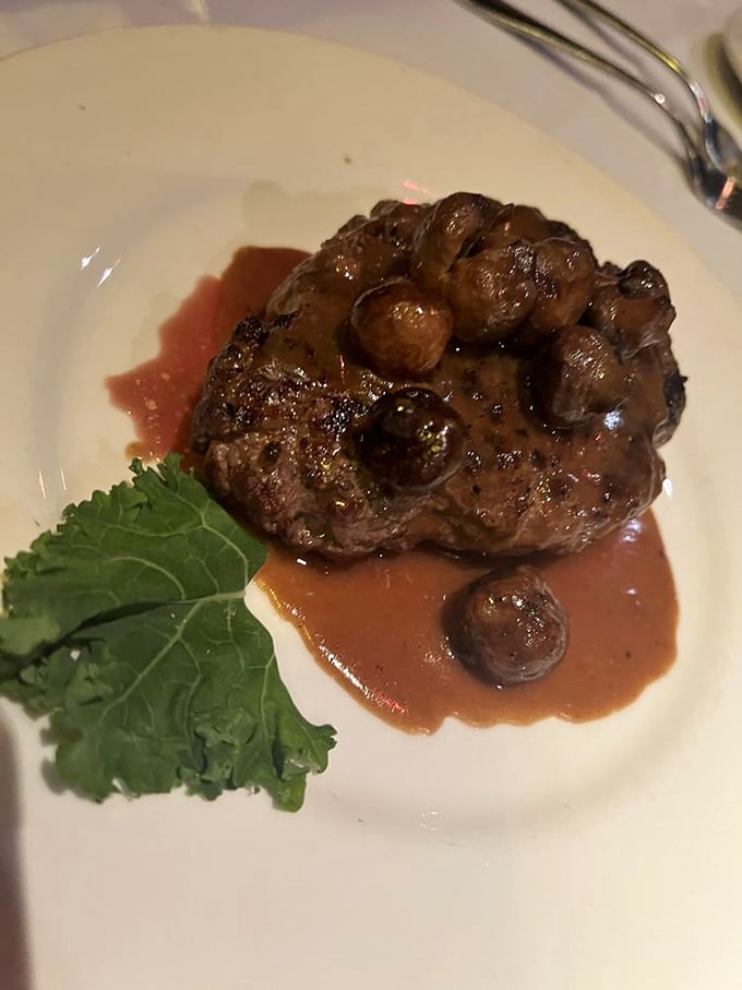 This sirloin isn't just a steak &ndash; it's a masterpiece with mushrooms that makes you wonder why anyone would ever order chicken.