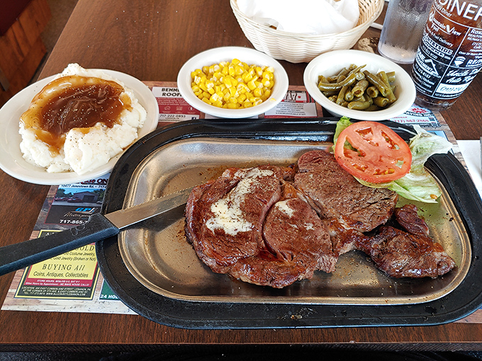 Behold the star of the show&mdash;a sizzling sirloin that doesn't need fancy plating or garnishes to announce its deliciousness.