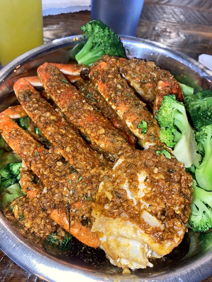 These snow crab legs aren't just seafood; they're an edible puzzle with a delicious prize inside. The spice-crusted exterior hints at flavors worth working for.
