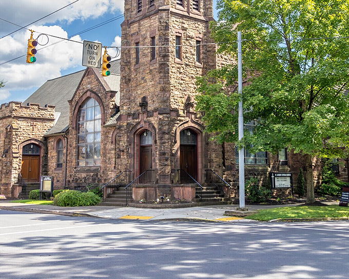 This magnificent stone church doesn't just reach toward heaven&mdash;it anchors the community with architectural gravitas and timeless beauty.