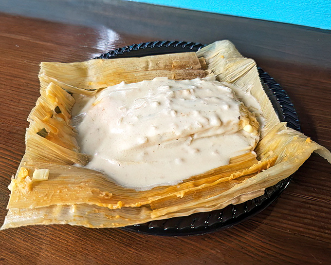 Behold the tamal de verduras: vegetables wrapped in masa perfection that'll convert any carnivore instantly.