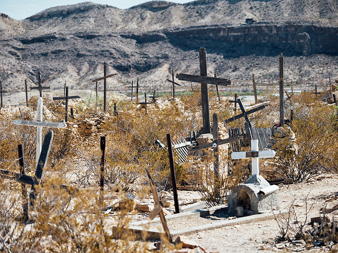 Terlingua Cemetery tells stories without saying a word. These weathered crosses standing sentinel against the mountains remind us that desert life has never been for the faint-hearted.