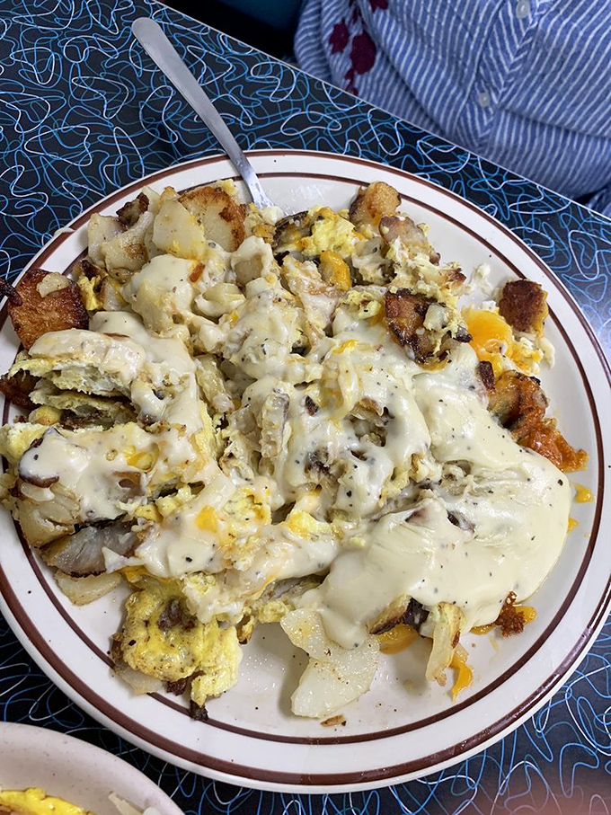 The Hobo Skillet doesn't mess around&mdash;eggs, potatoes, and cheese melding together in a symphony that would make any railroad traveler weep with joy. 