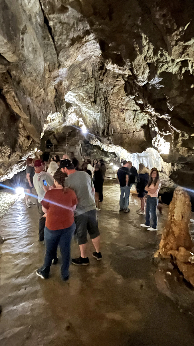Fellow explorers gather in Earth's basement, marveling at decorations that took millennia to hang just right.