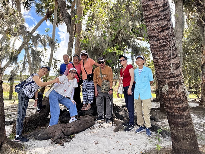 Friends making memories among ancient palms. In fifty years, they'll still be saying, "Remember that day at Myakka?"